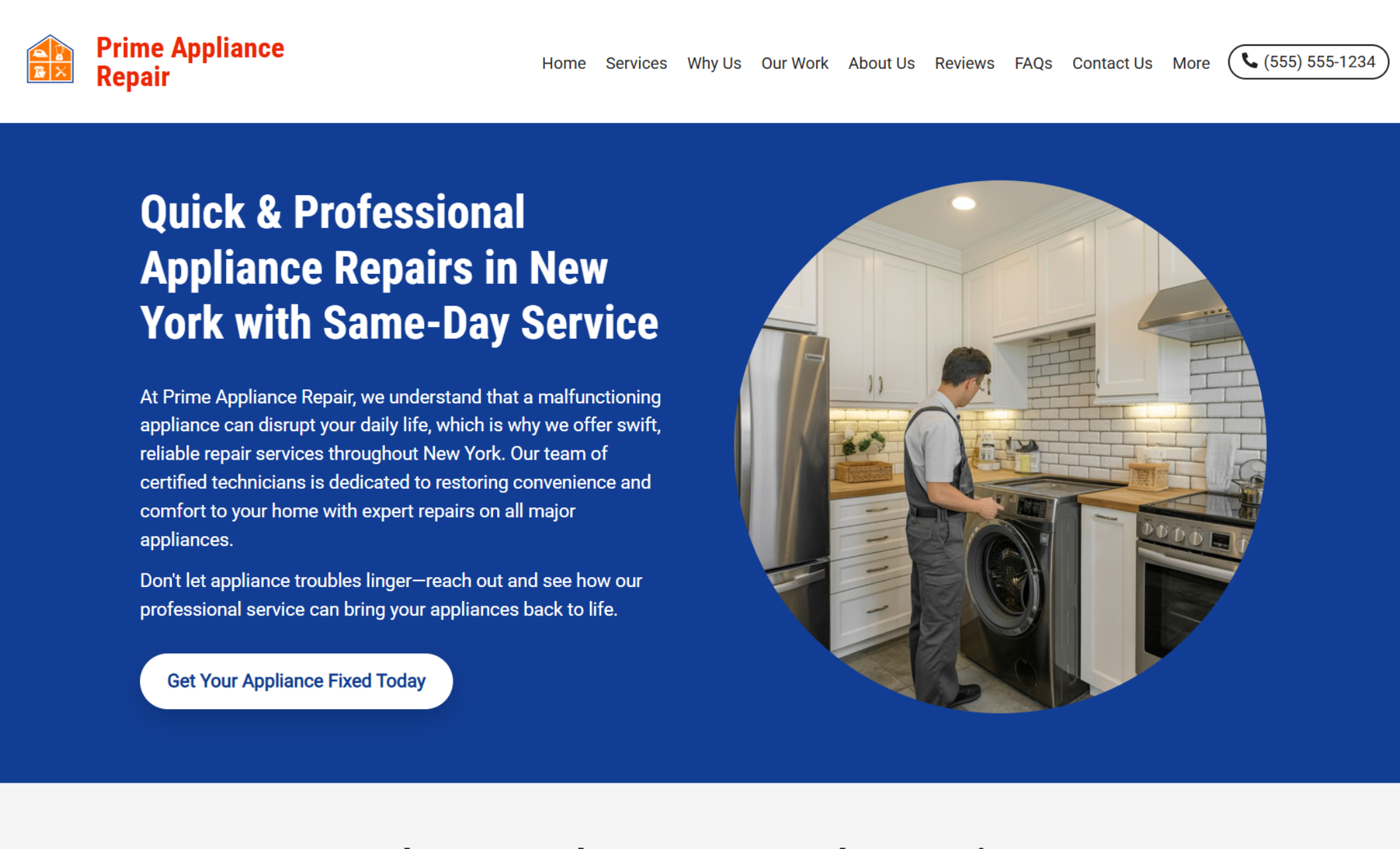 Prime Appliance Repair - Appliance Repair Website Template